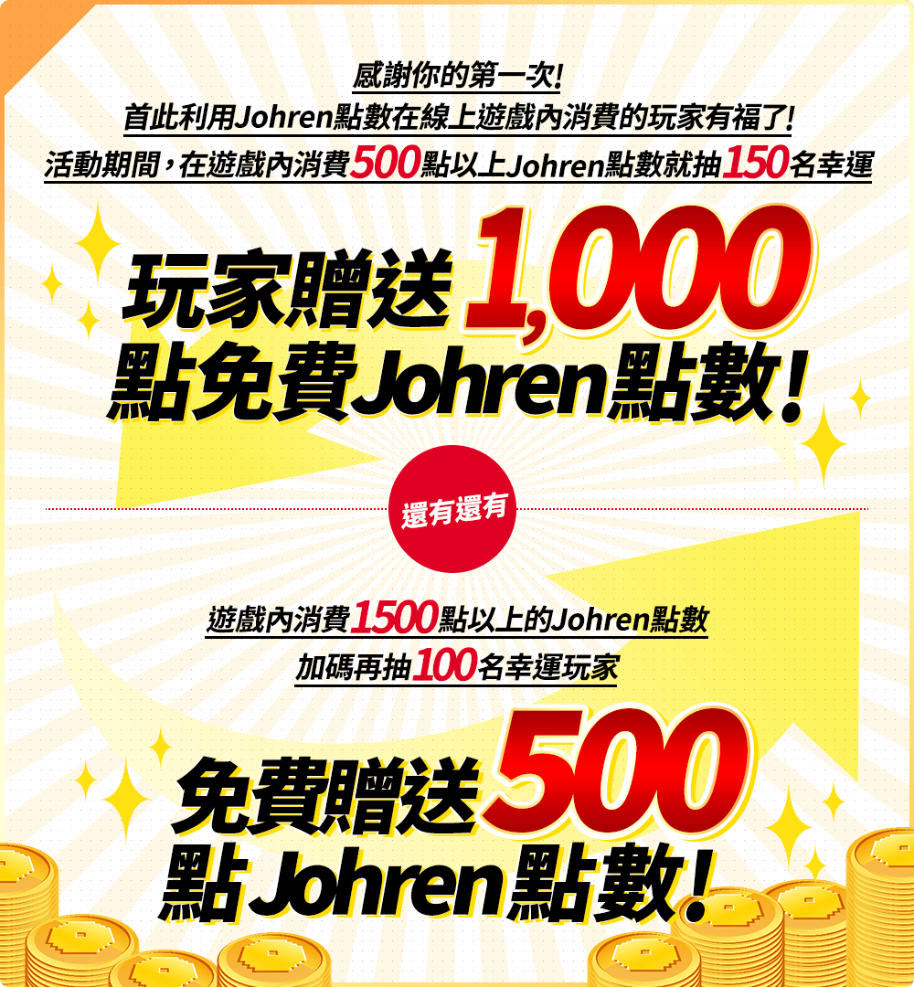 Johren點數200%回饋抽獎活動開跑啦! | Johren